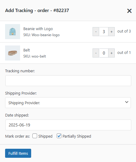 Add Tracking to Orders - zorem Docs