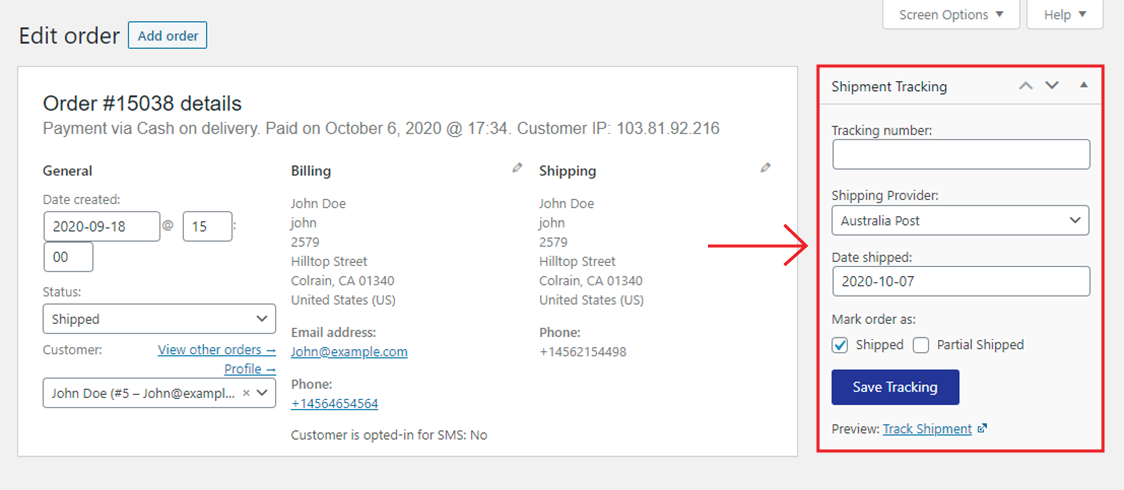 Add Tracking To Orders – zorem Docs