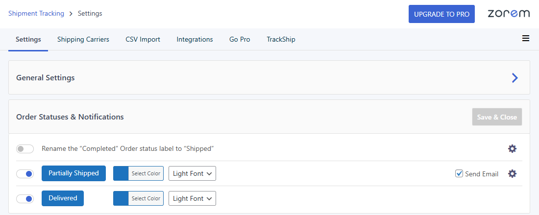 Customize Email Notifications & Tracking Widget - zorem Docs