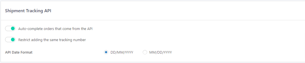 Shipment Tracking API Settings - zorem Docs