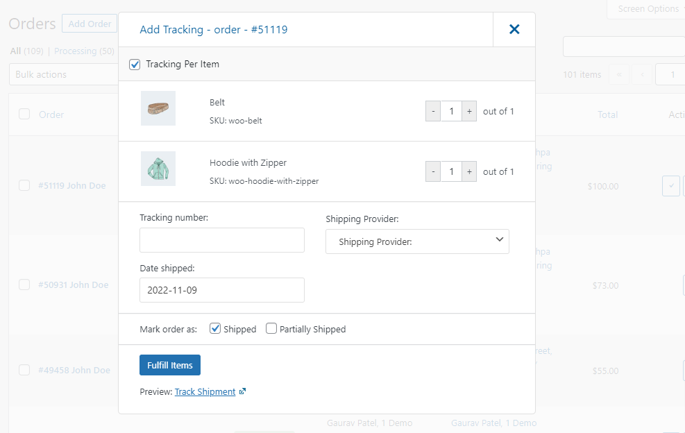 Add Tracking to Orders – zorem Docs