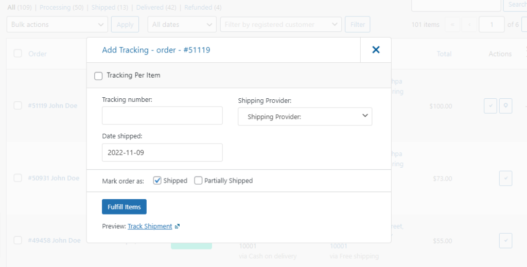 Add Tracking to Orders – zorem Docs