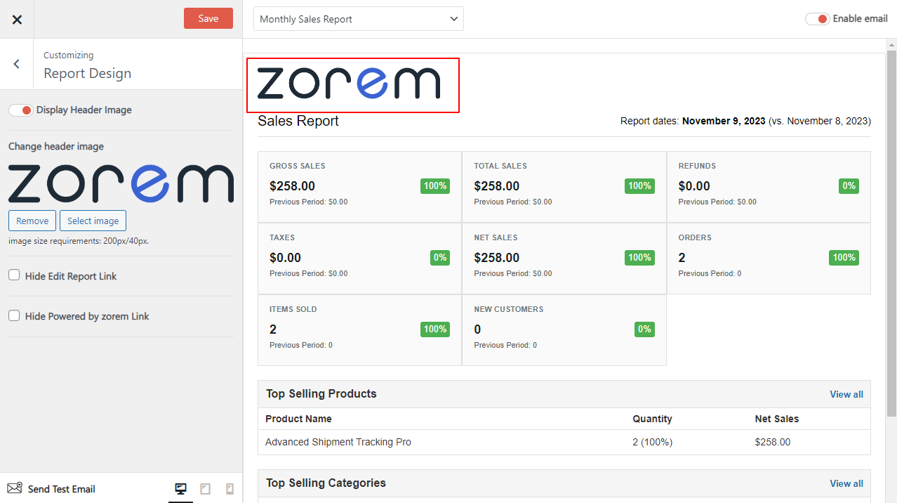 Report Design - zorem Docs