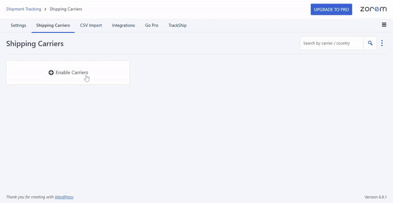 Enable Shipping Carriers - zorem Docs