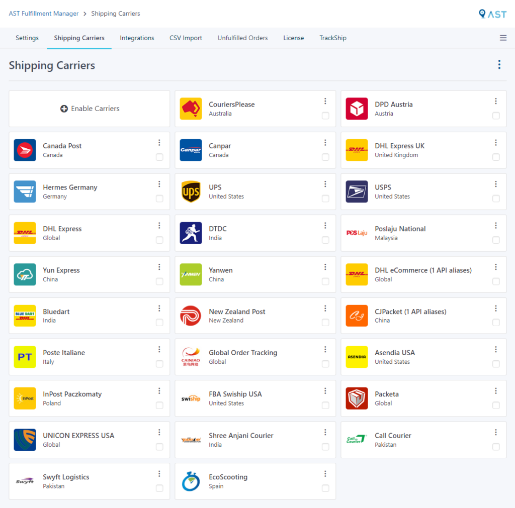 Shipping Carriers - zorem Docs