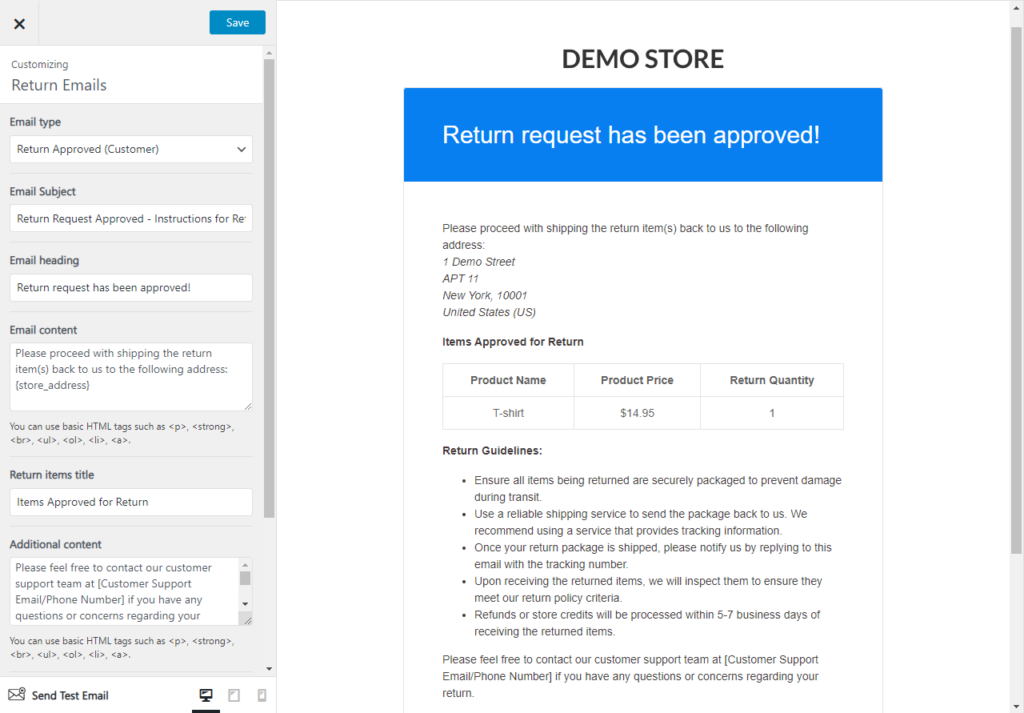 Customize the Return & Exchange Email Notifications - zorem Docs